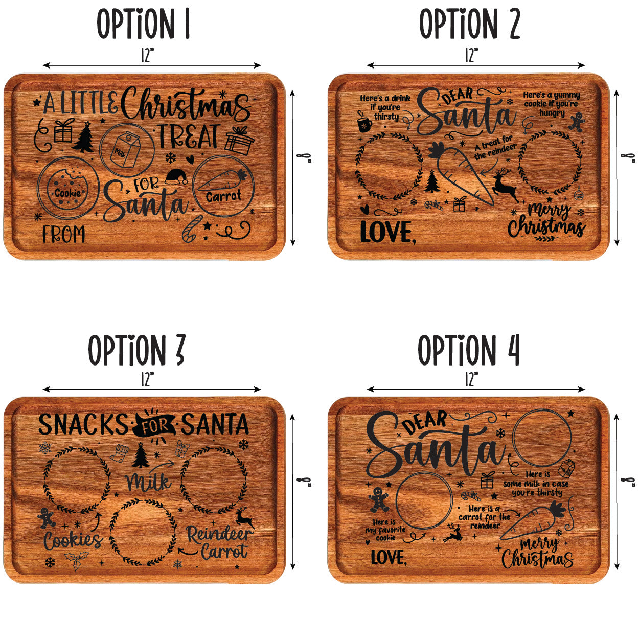Acacia Wood Santa Treat Boards – Print Perfect Design Co.